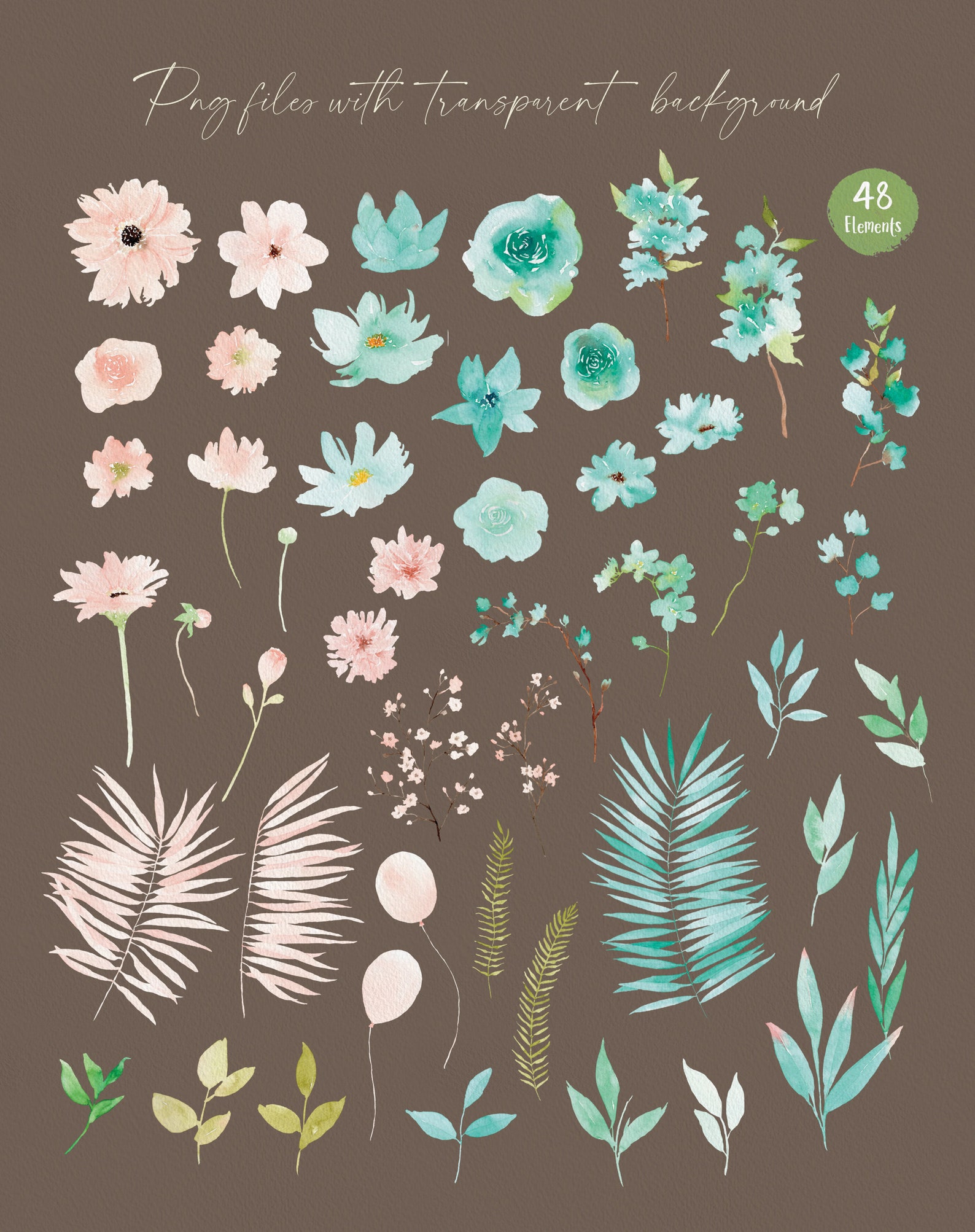 Watercolor Clipart Mint Flowers Floral Arrangements Wedding - Etsy