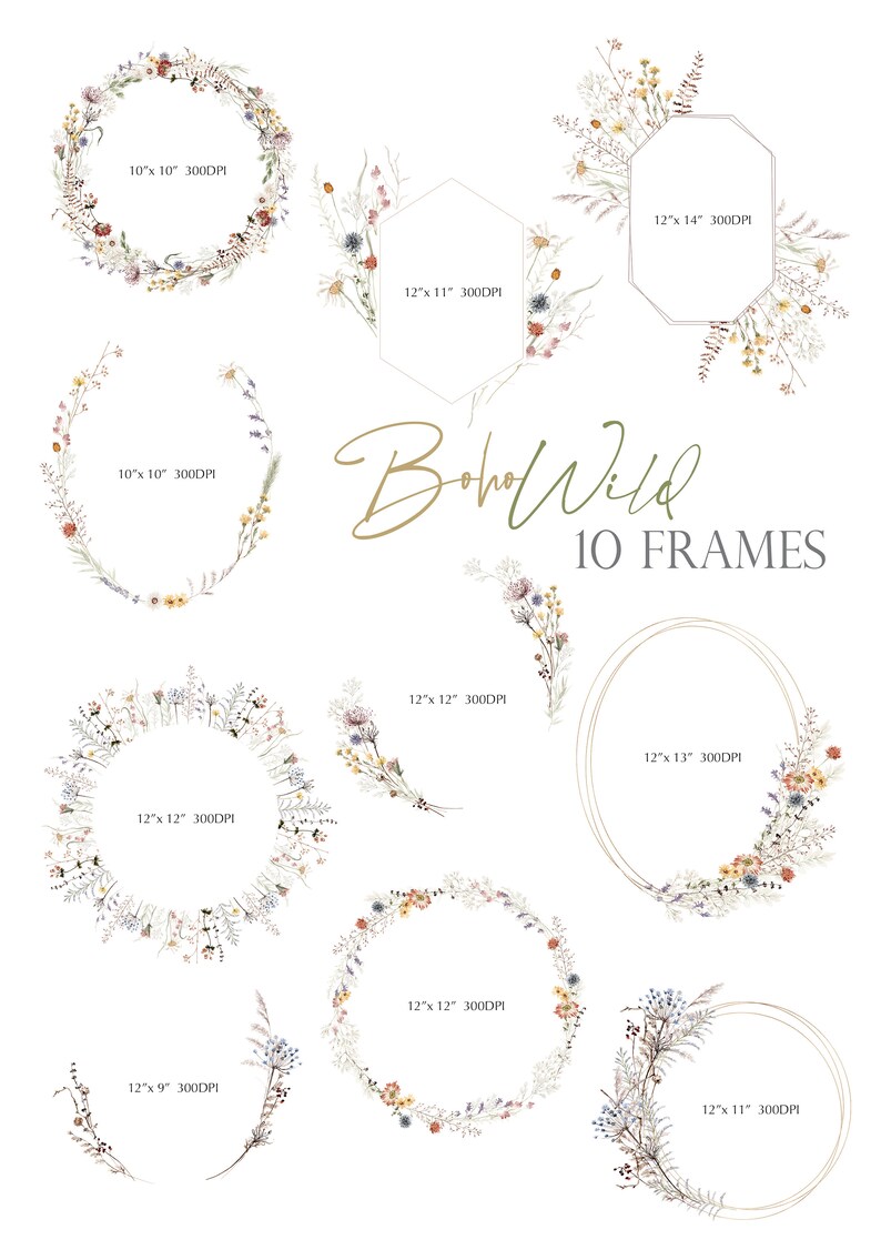Boho Wild Flowers, Watercolor Wild Flower, Wild Flower PNG, Watercolor ...