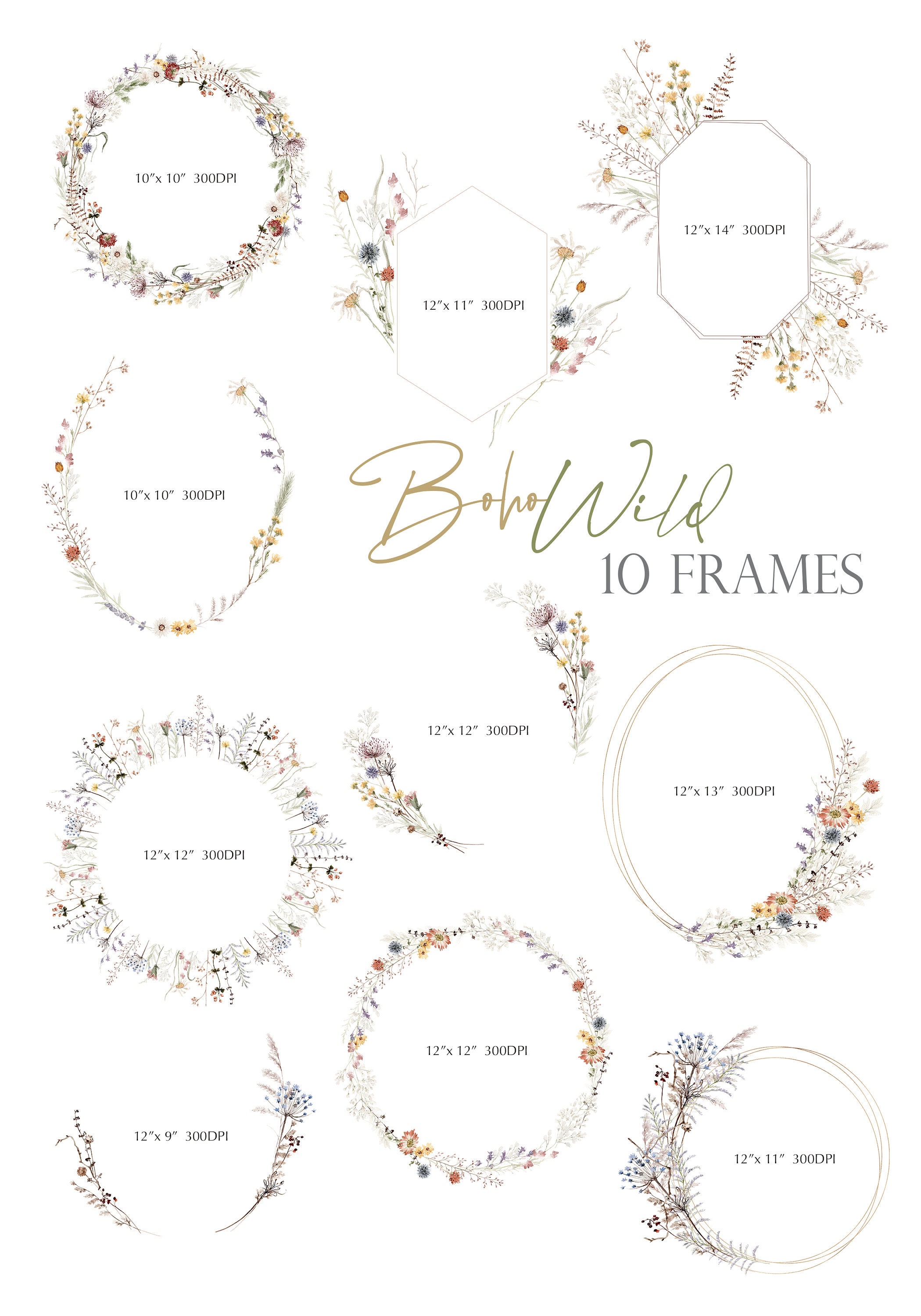 Boho Wild Flowers Watercolor Wild Flower Wild Flower PNG - Etsy