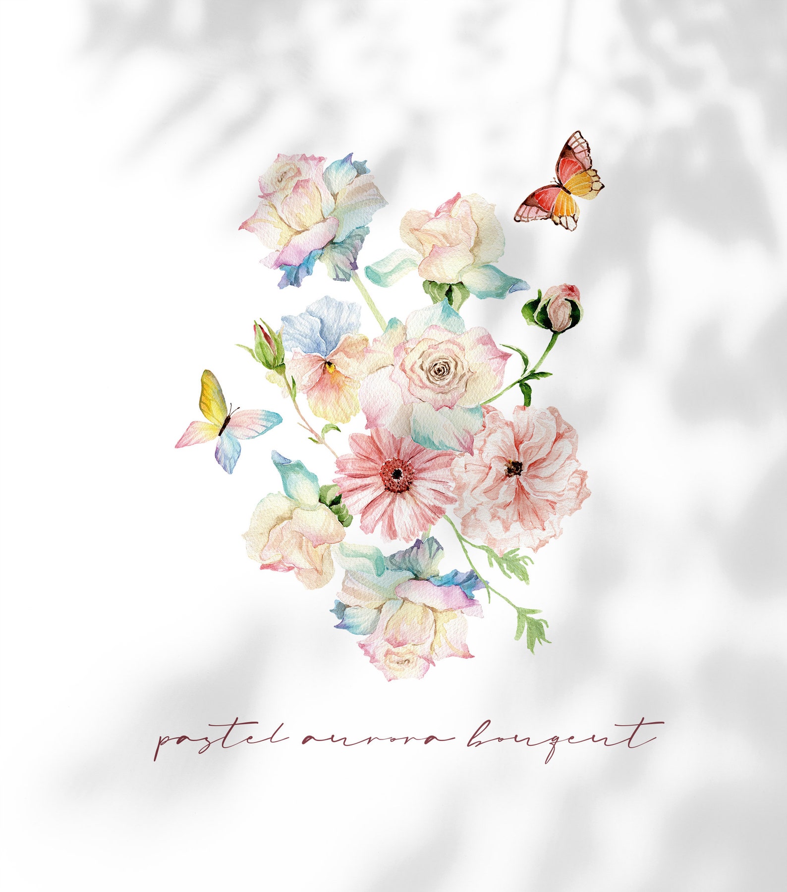 PASTEL AURORA, Watercolor Flower, Watercolor Clipart, Flower Clipart ...