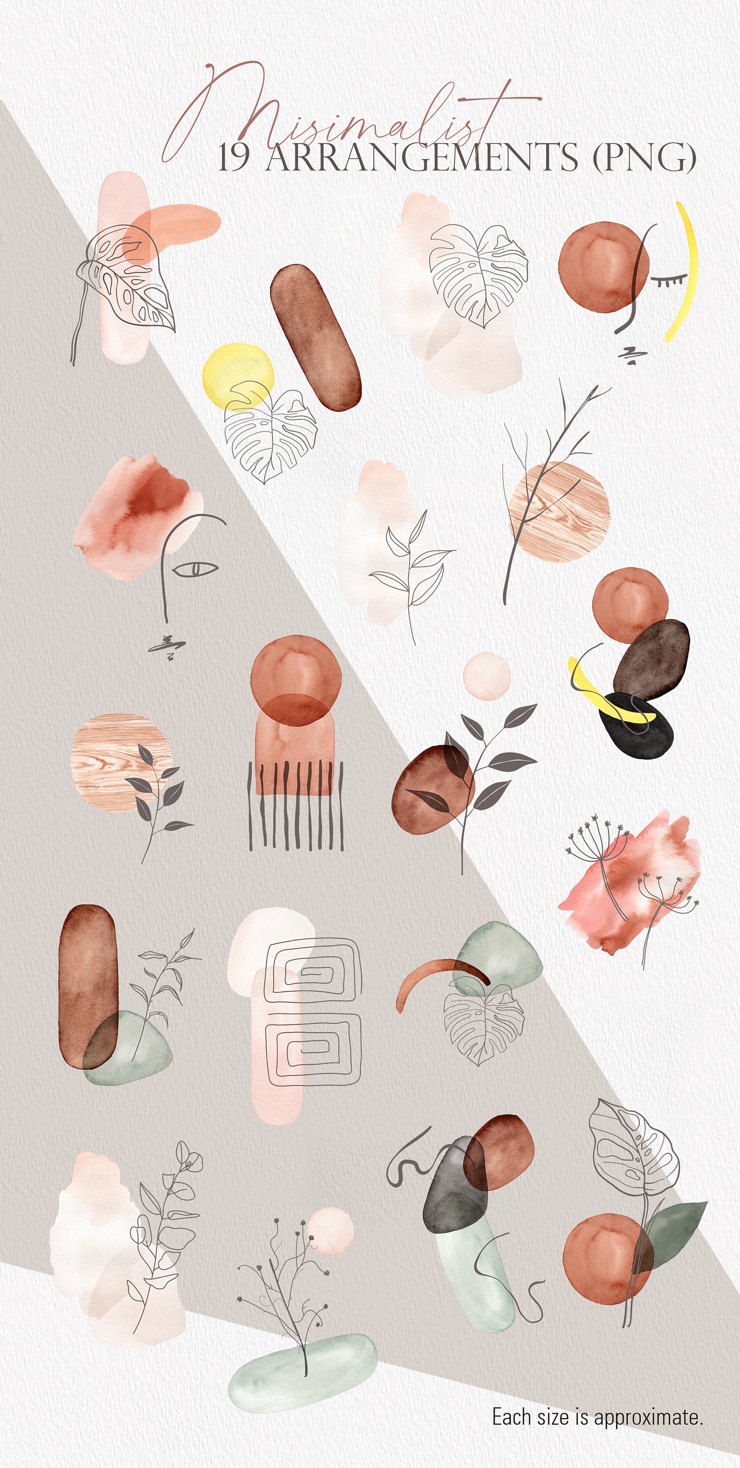 Watercolor Flower Bundle Watercolor Neutral Collection - Etsy