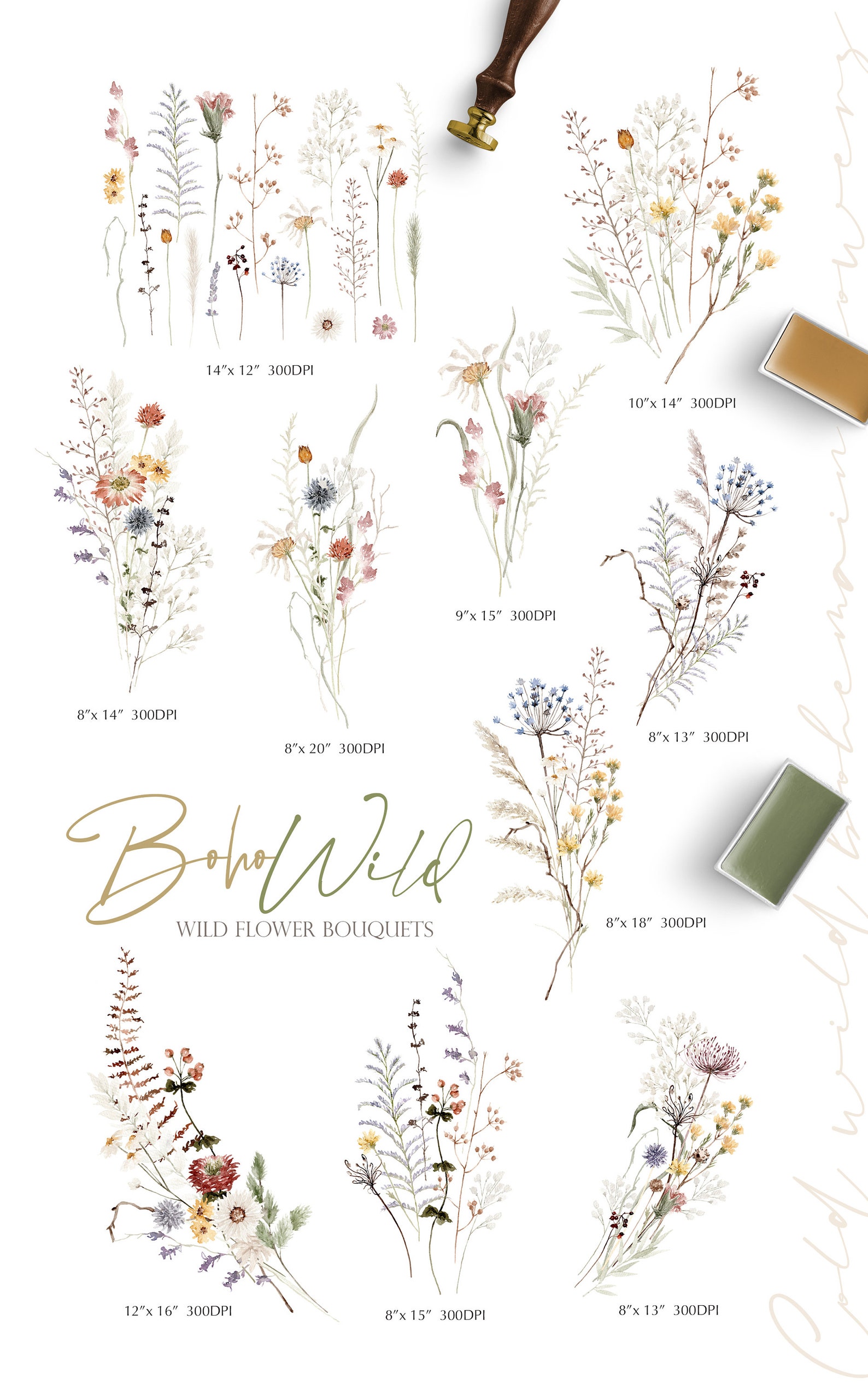 Boho Wild Flowers Watercolor Wild Flower Wild Flower PNG - Etsy