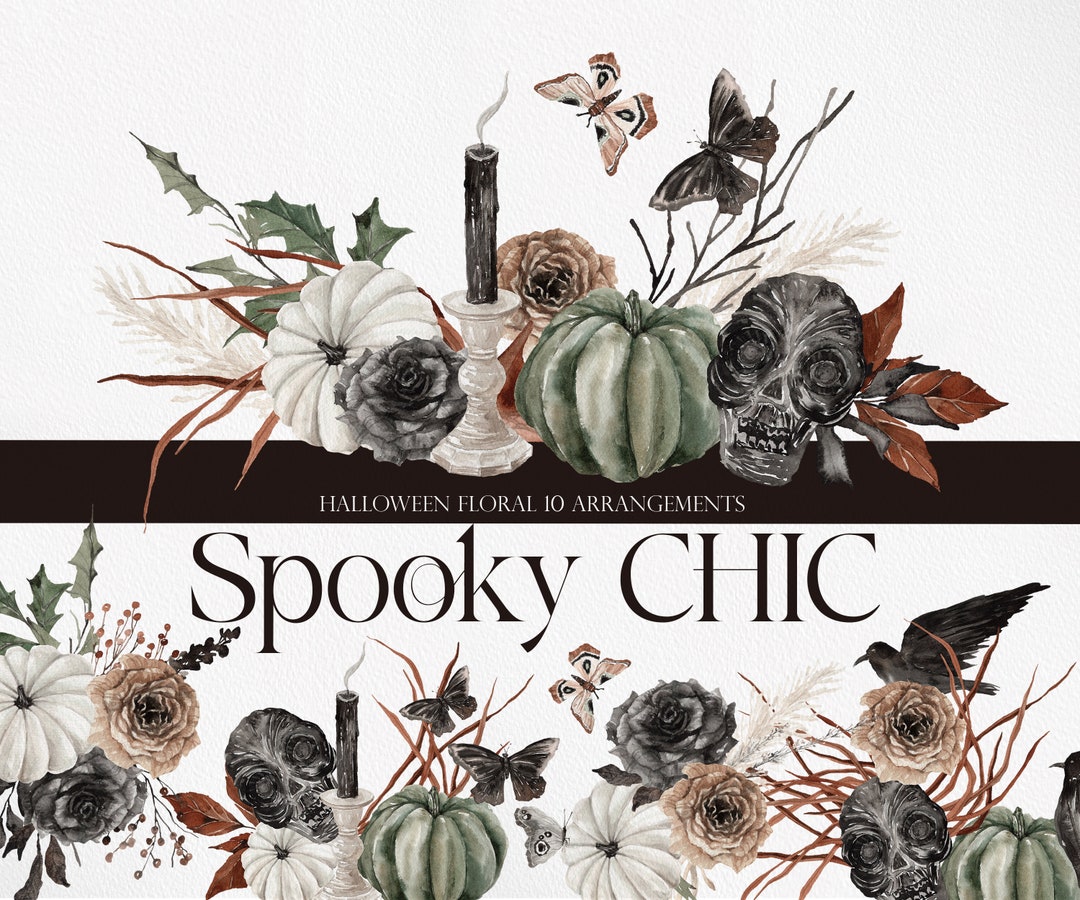 Spooky CHIC, Watercolor Clipart, Watercolor Halloween, Halloween ...