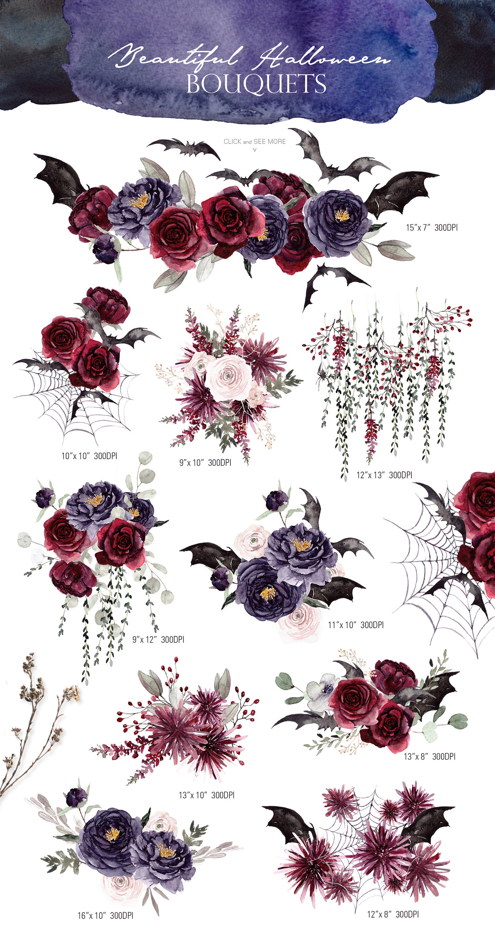 Beautiful Halloween, Watercolor Flowers, Floral Arrangements, Halloween ...
