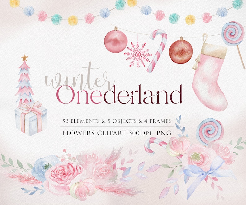 Watercolor Baby Clipart Winter Onederland Clipart Baby | Etsy