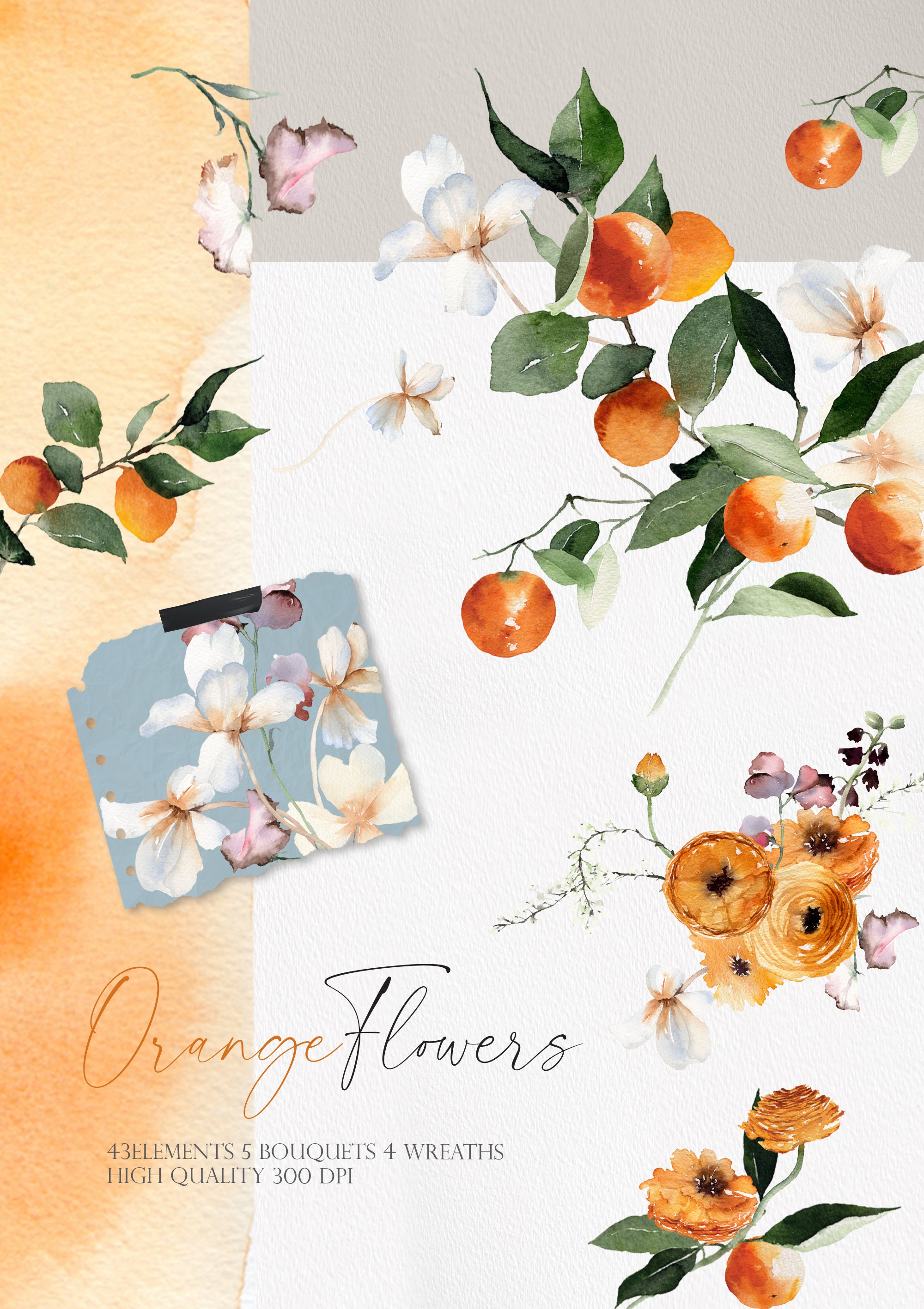 Watercolor Orange Orange Wreaths Watercolor Clipart - Etsy