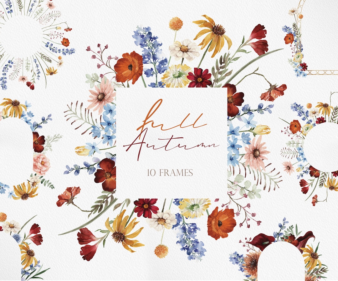 FULL AUTUMN, Watercolor Flower PNG, Autumn Flower Clipart, Fall ...