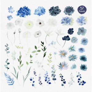 Watercolor Clipart, Blue Flowers, Floral Arrangements, Wedding Clipart ...
