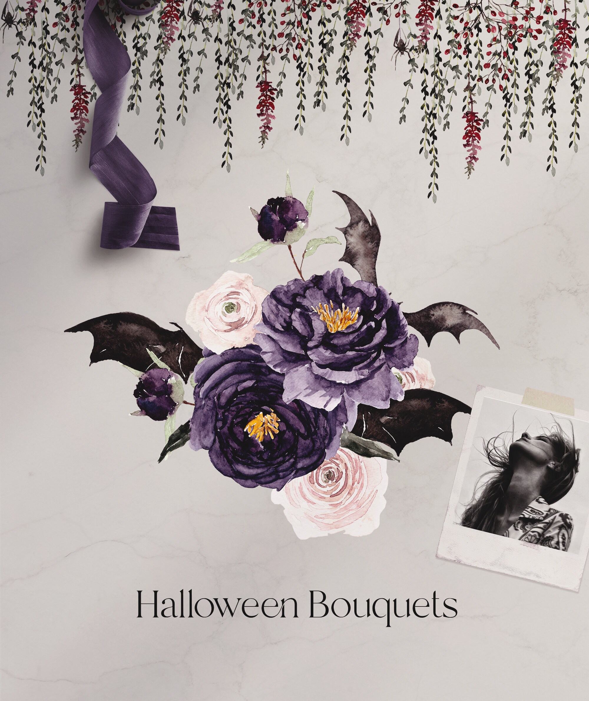 Beautiful Halloween, Watercolor Flowers, Floral Arrangements, Halloween ...