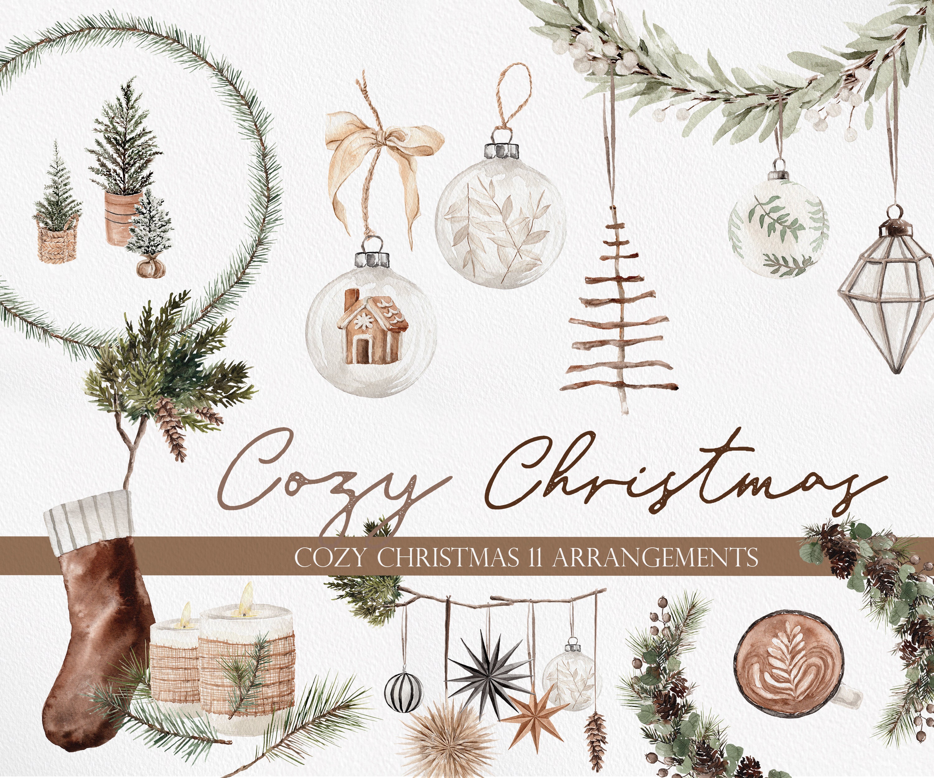 Cozy Christmas Clipart Ornaments Clipart Christmas Clipart - Etsy