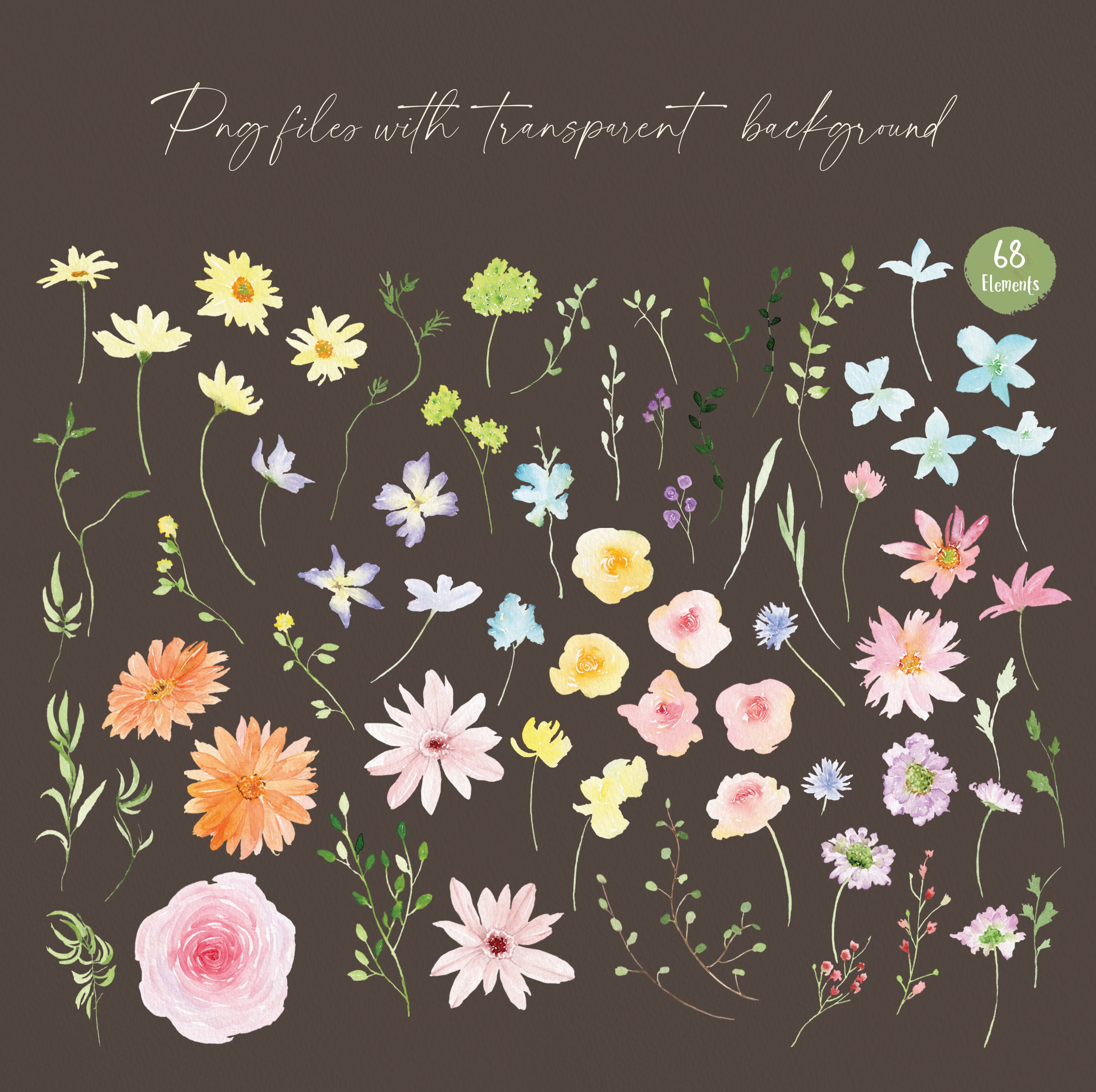 Watercolor Spring Flowers Floral Arrangements Wedding - Etsy