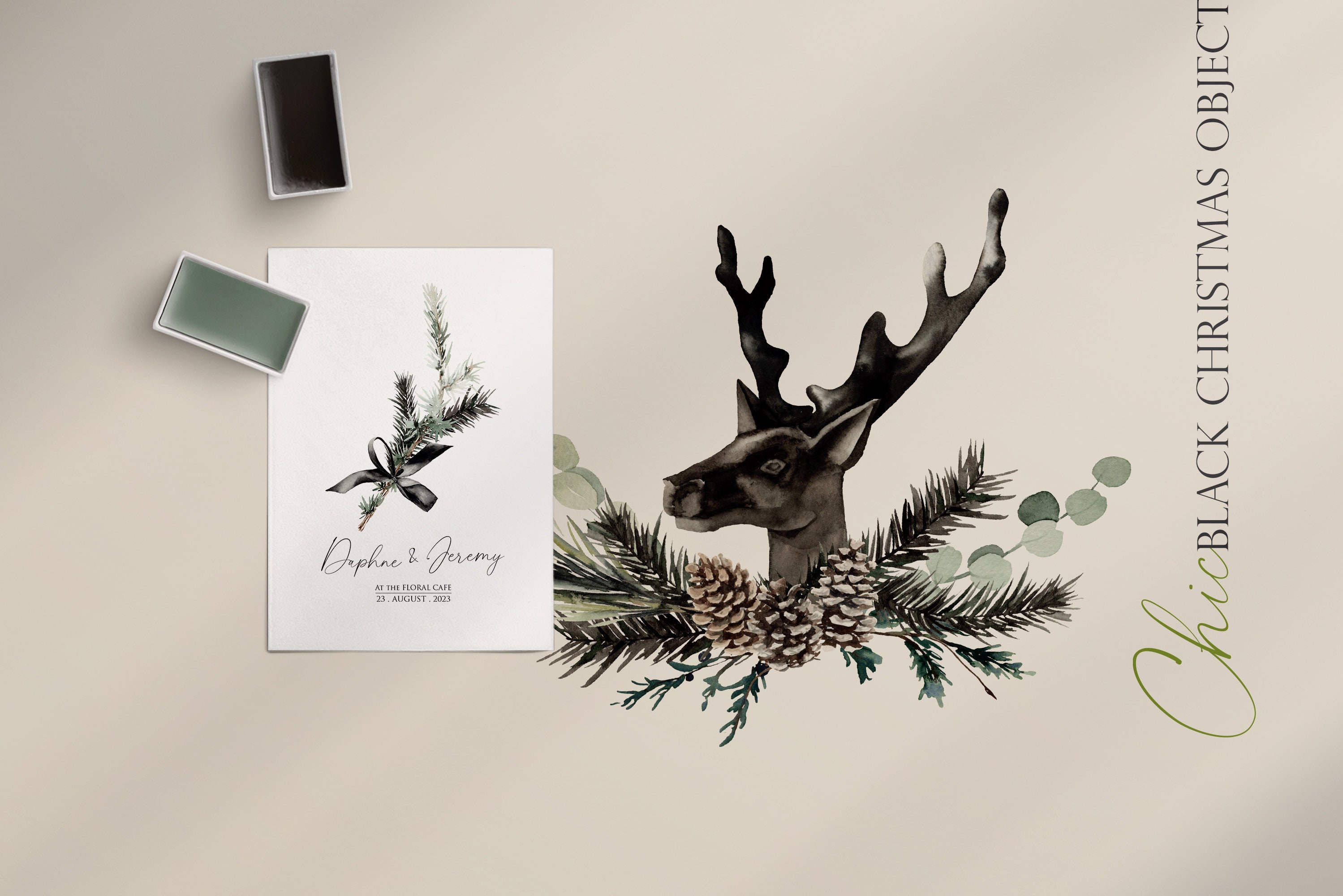 Black Christmas Clipart Modern Christmas Black Ornaments - Etsy