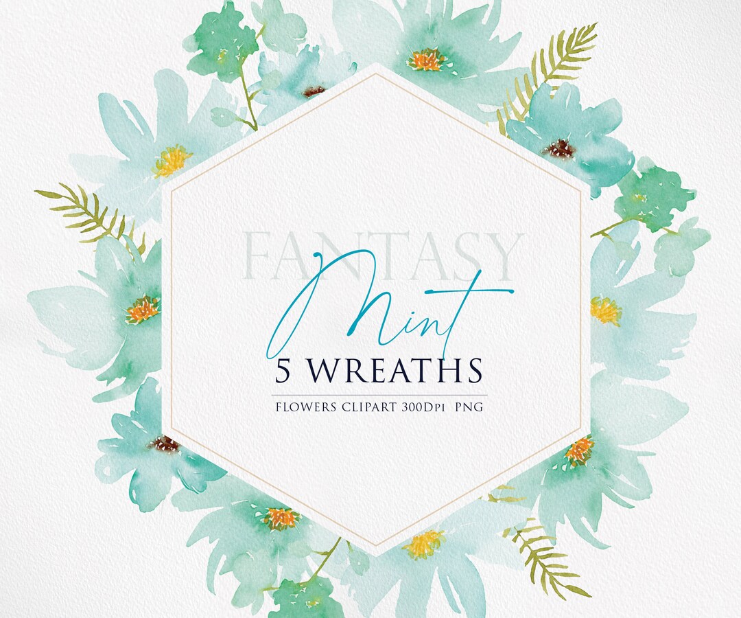 Watercolor Clipart, Blue Wreaths, Floral Arrangements, Wedding Clipart ...