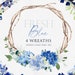 Watercolor Clipart, Blue Wreaths, Floral Arrangements, Wedding Clipart ...