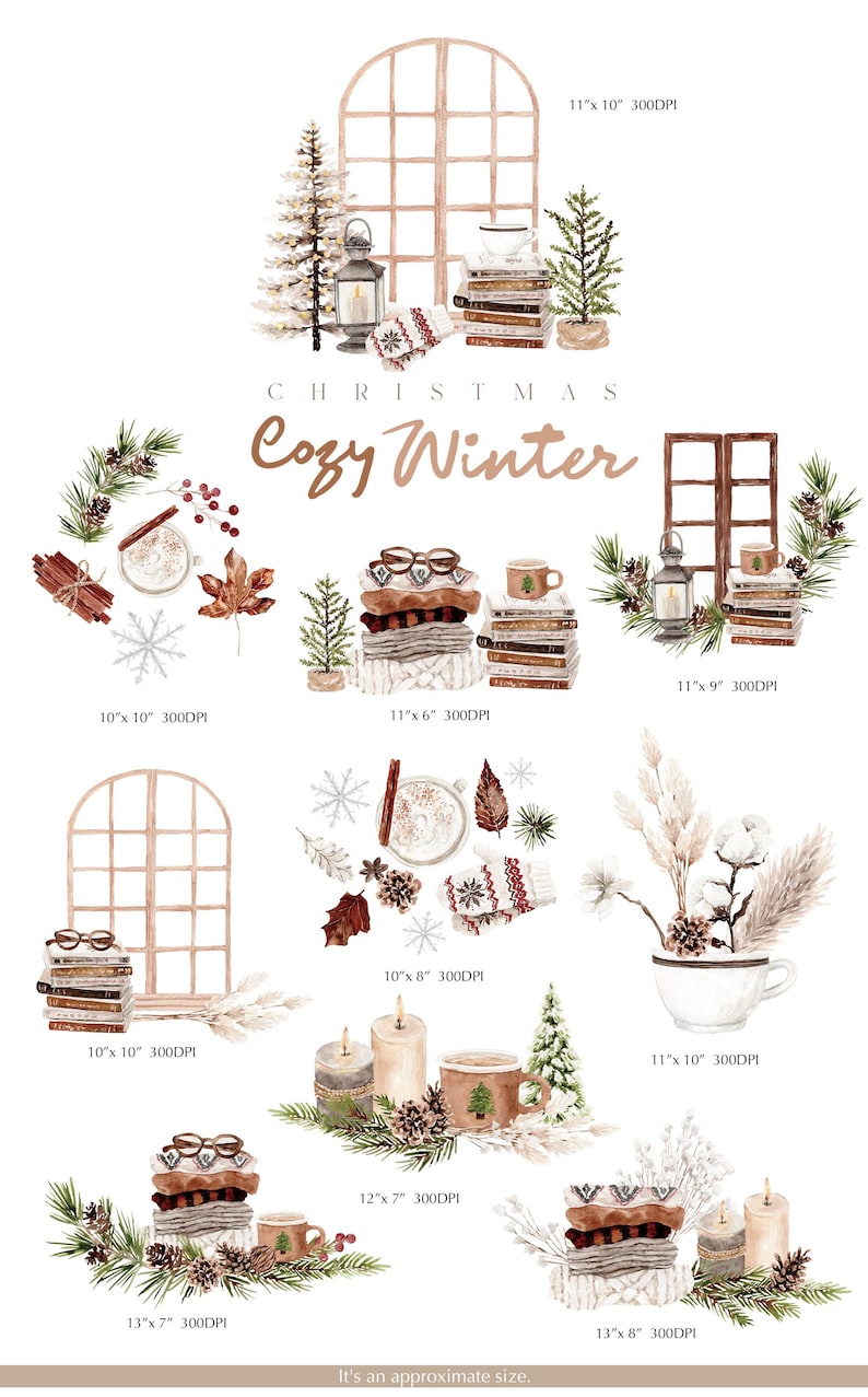 COZY WINTER, Watercolor Cozy Winter Christmas, Watercolor Winter ...