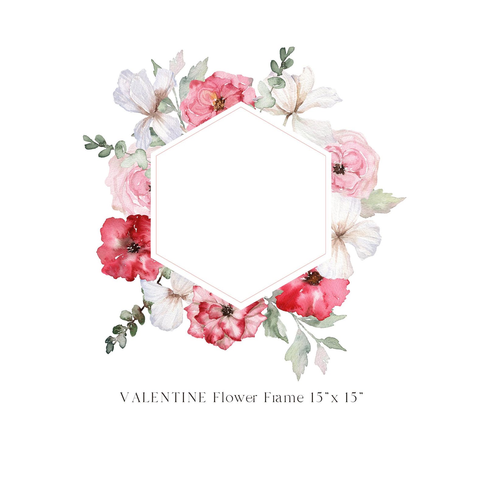 LOVE & FLORAL, Watercolor Flowers, Watercolor LOVE Flowers, Valentine ...
