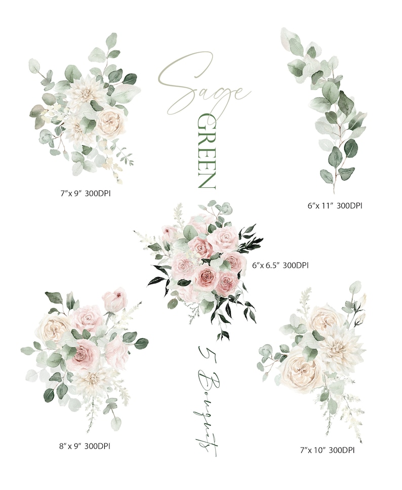 Sage Green Flower Watercolor Botanical Art Watercolor Leaf - Etsy