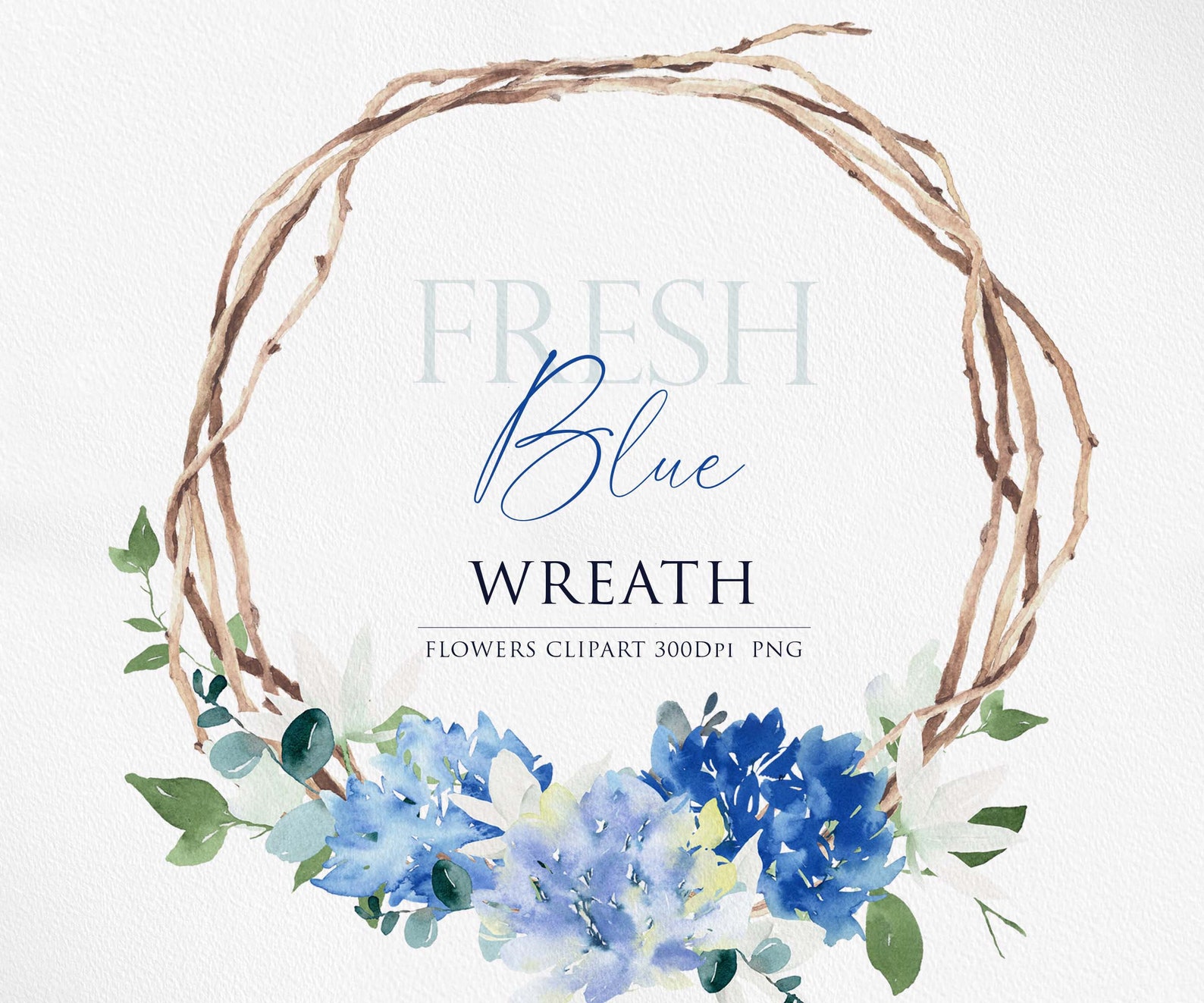 Watercolor Clipart Blue Wreaths Floral Arrangements Wedding - Etsy