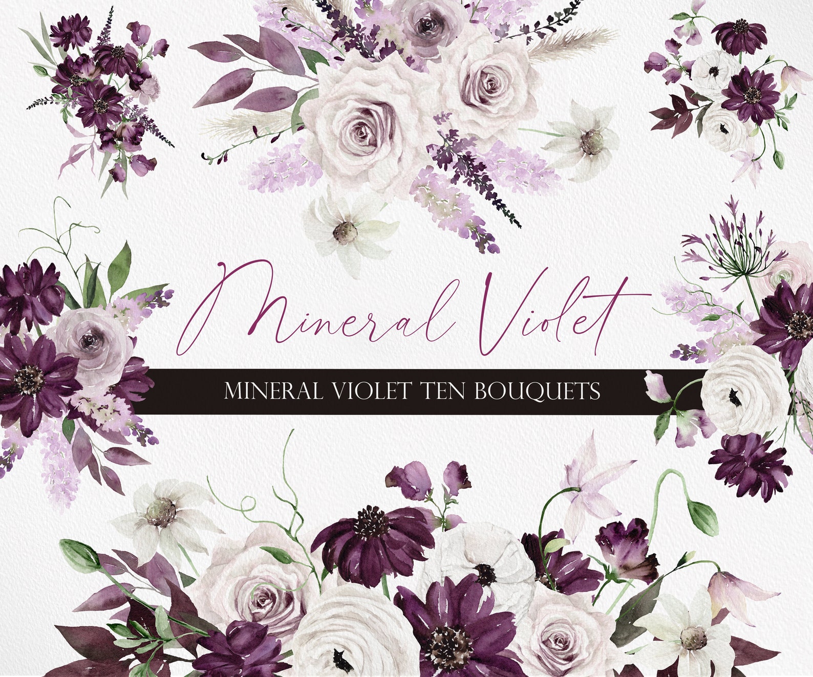 Watercolor Flower Watercolor Clipart Purple Flower Violet - Etsy