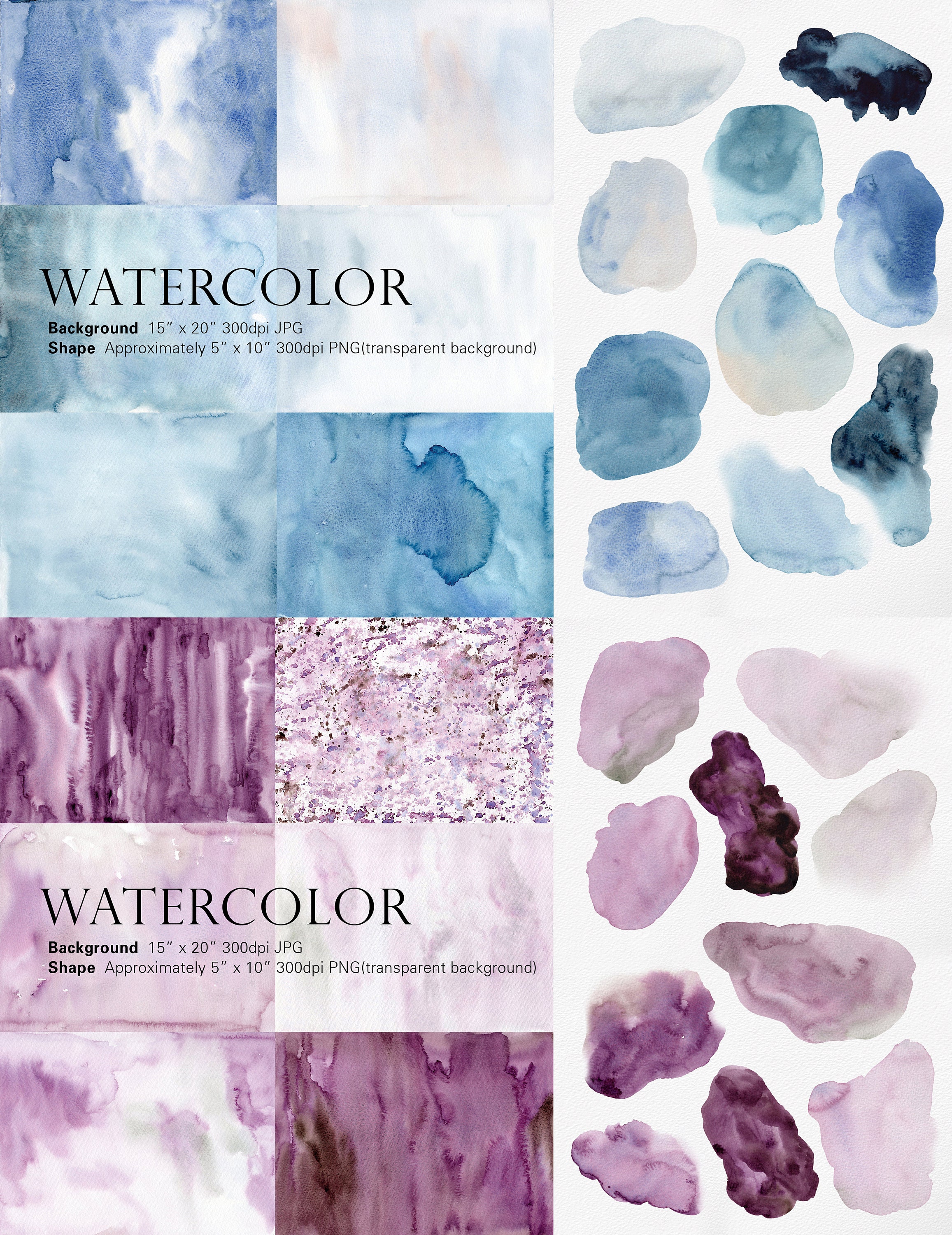 Watercolor Background Bundle Watercolor Shape Watercolor - Etsy