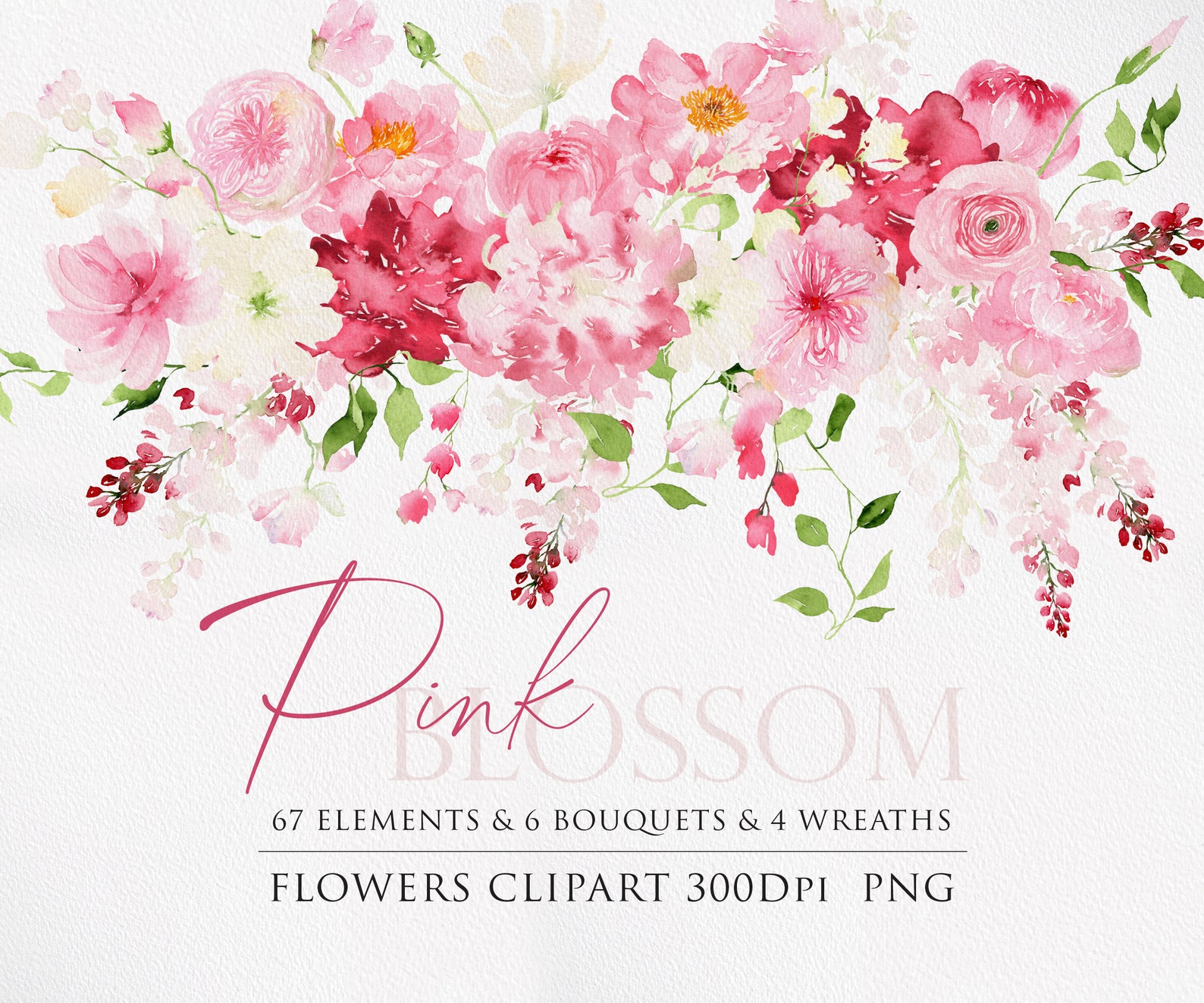 Watercolor Spring Flowers, Floral Arrangements, Wedding Clipart ...