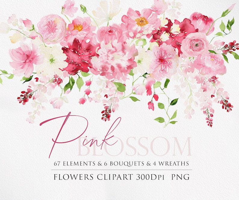 Watercolor Spring Flowers Floral Arrangements Wedding - Etsy