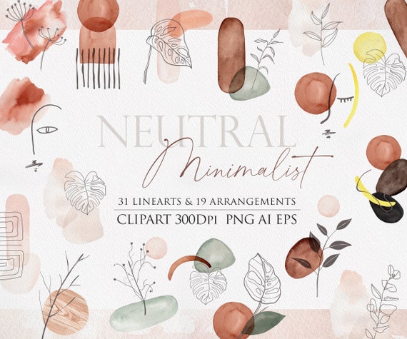 Minimalist Clipart Botanical Lineart Abstract Shape | Etsy UK