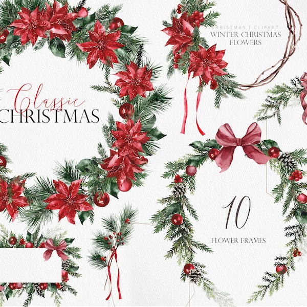 Christmas Clipart Wreath - Etsy