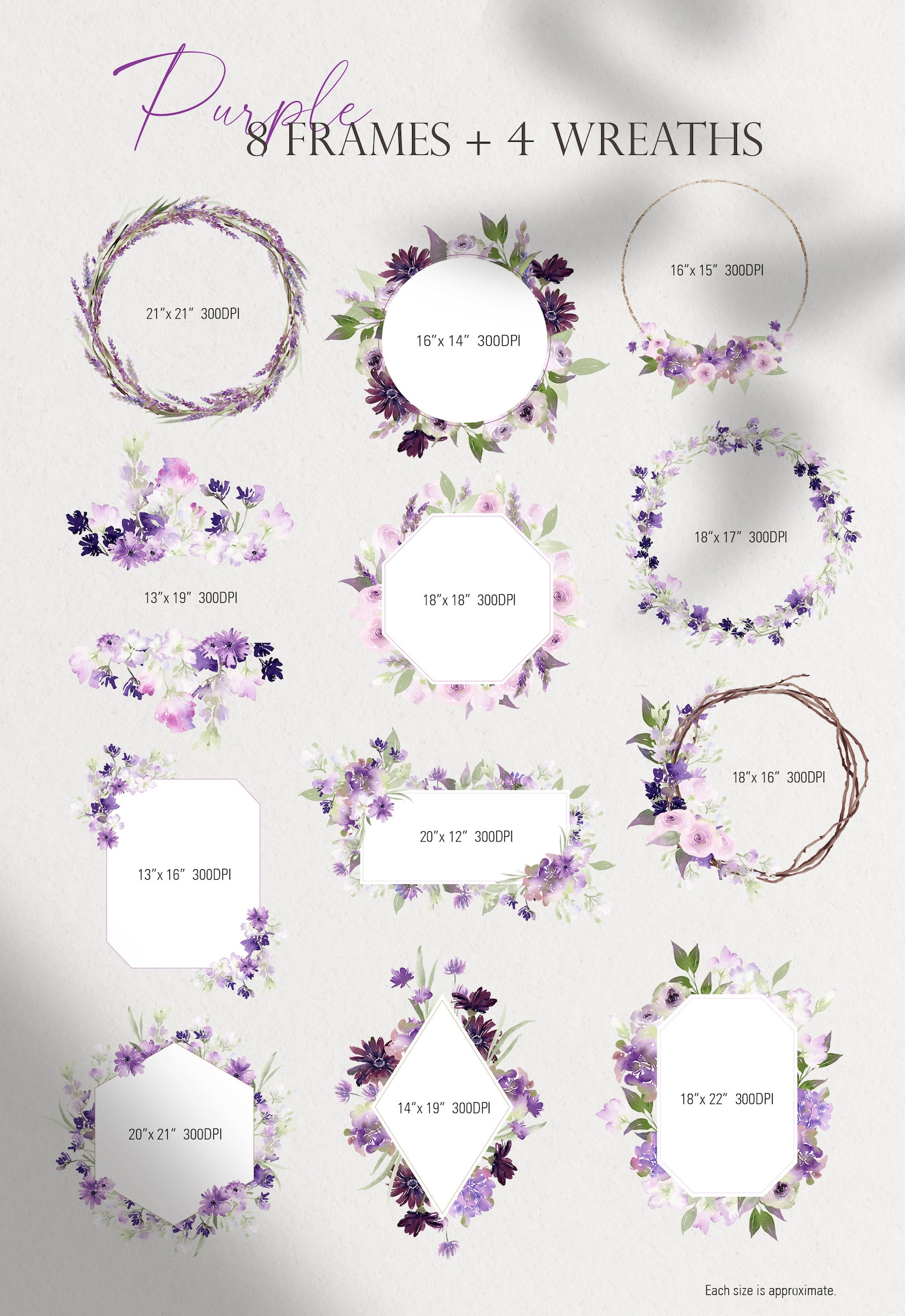 Watercolor Flower Bundle, Watercolor Purple Collection, Lavender ...