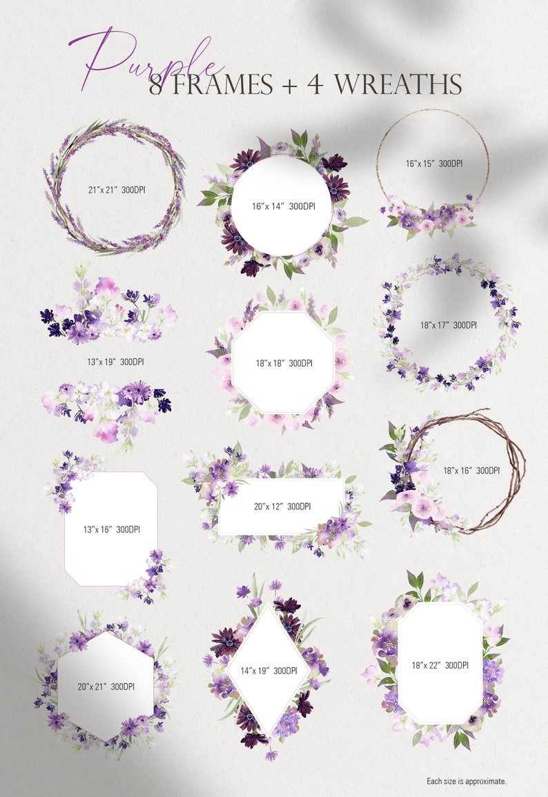 Watercolor Flower Bundle Watercolor Purple Collection | Etsy