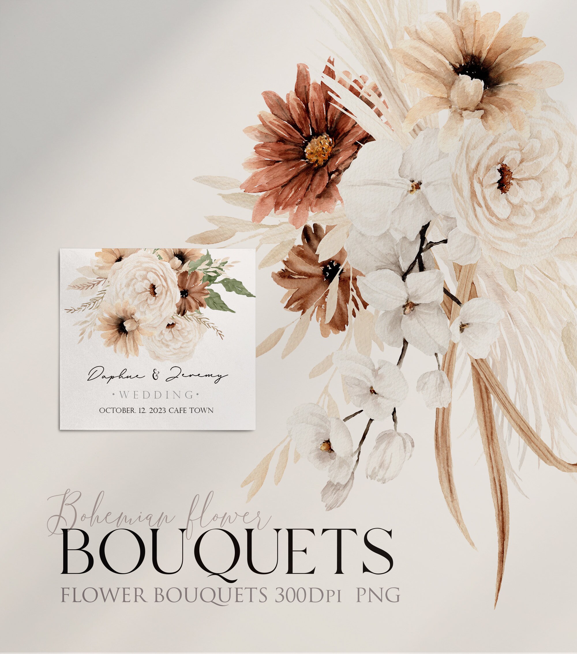 Elegant Boho Flower, Boho Flower, Watercolor Flower, Watercolor Clipart ...