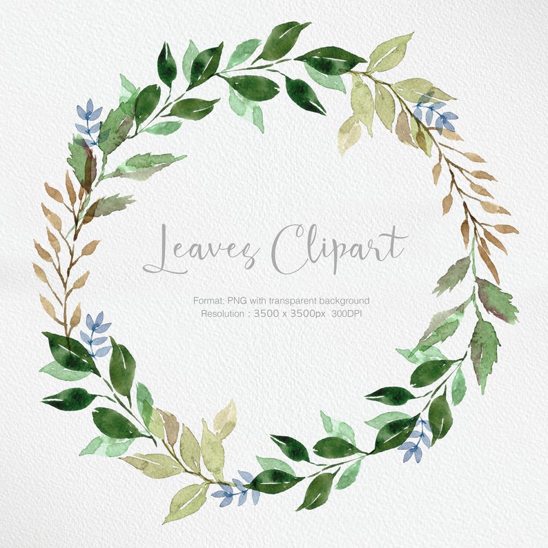 Watercolor Clipart Wreath Clipart Leaf Clipart Flower - Etsy
