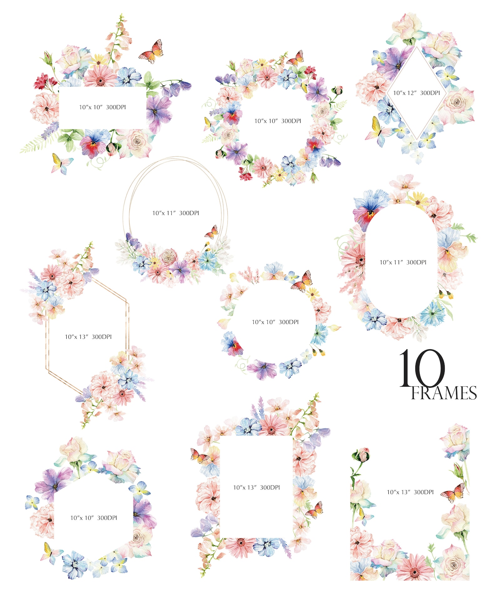 PASTEL AURORA, Watercolor Flower, Watercolor Clipart, Flower Clipart ...