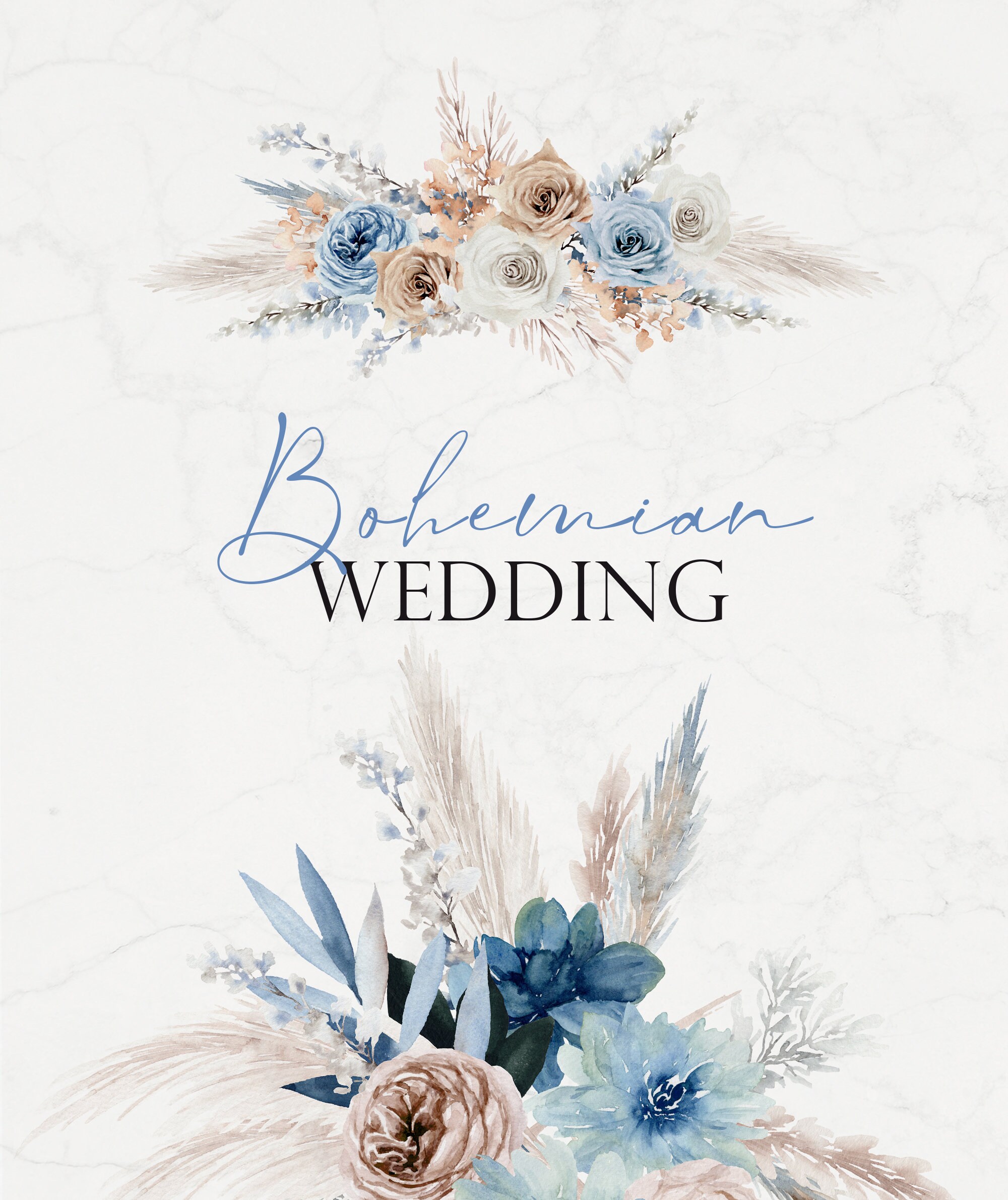 Flor de acuarela Flor de Boho Clipart de Boho Azul Flor - Etsy México