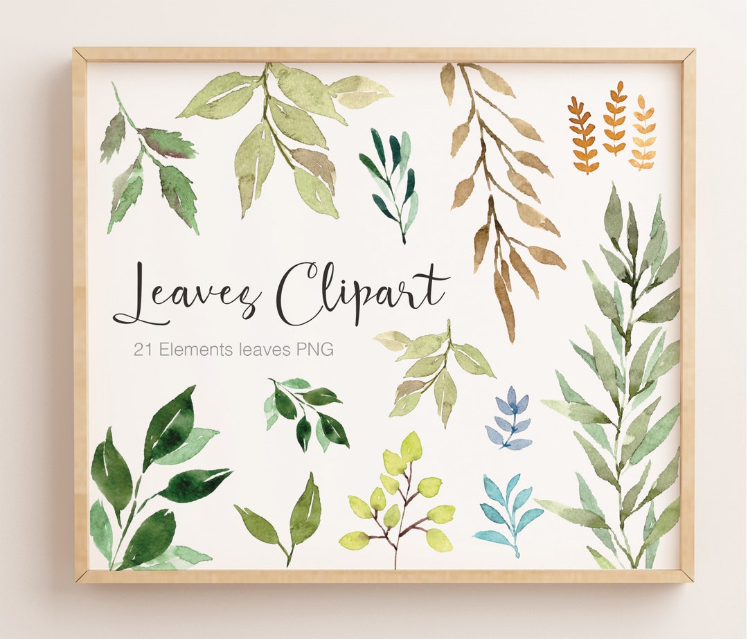 Watercolor Greenery Clipart Leaf Clipart Watercolor Leaves - Etsy