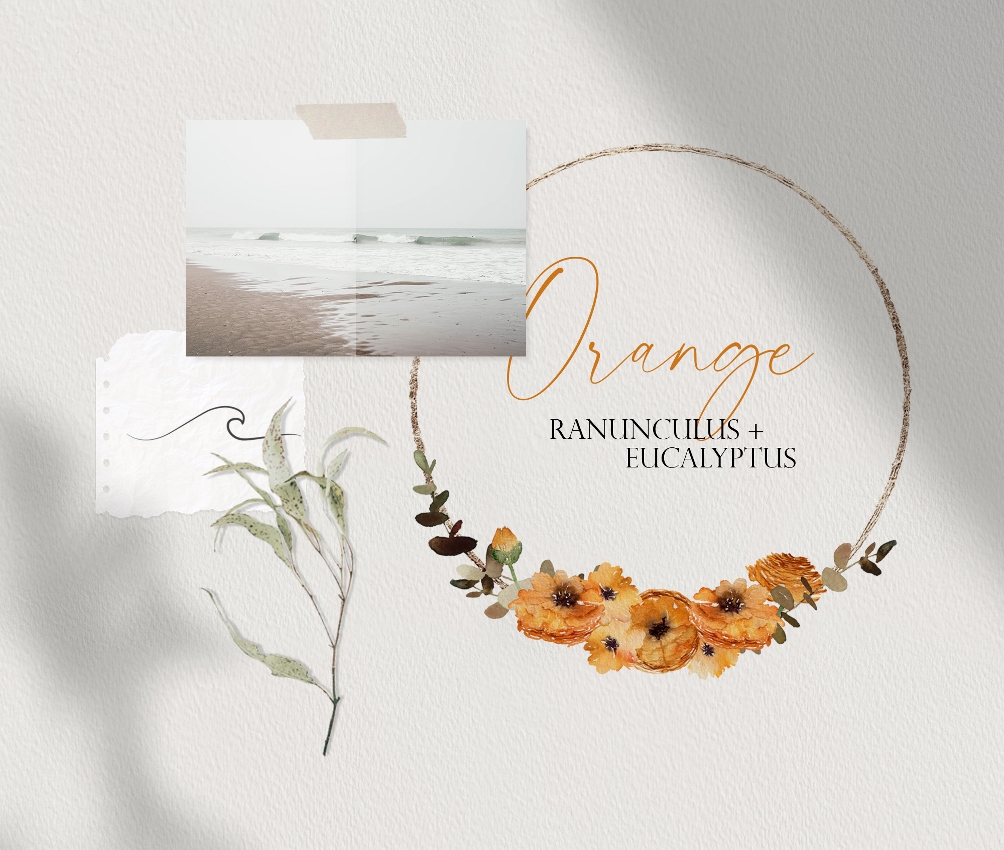 Watercolor Wreath, Orange Wreath, Watercolor Clipart, Watercolor ...