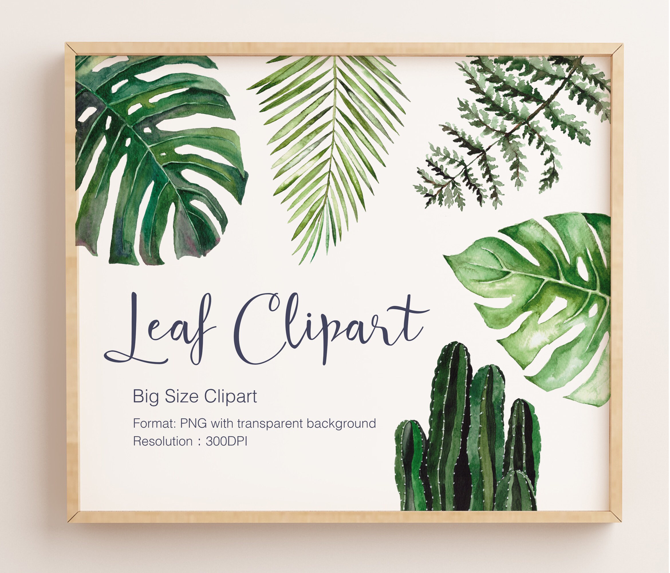 Leaf clipart Watercolor tropical leaves Greenery Clipart | Etsy