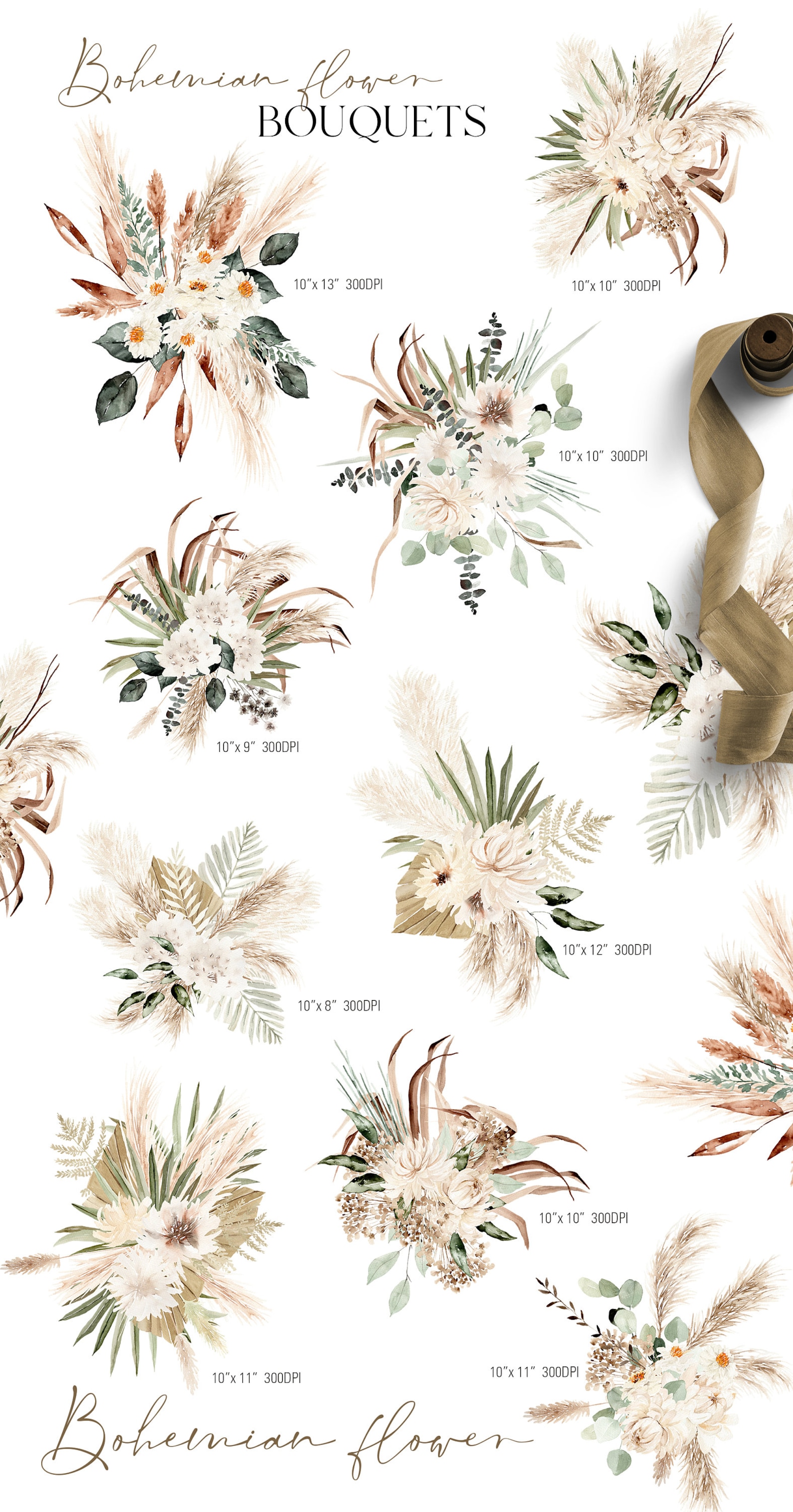 Watercolor Flower Png Boho Flower Clipart Boho Flower | Etsy