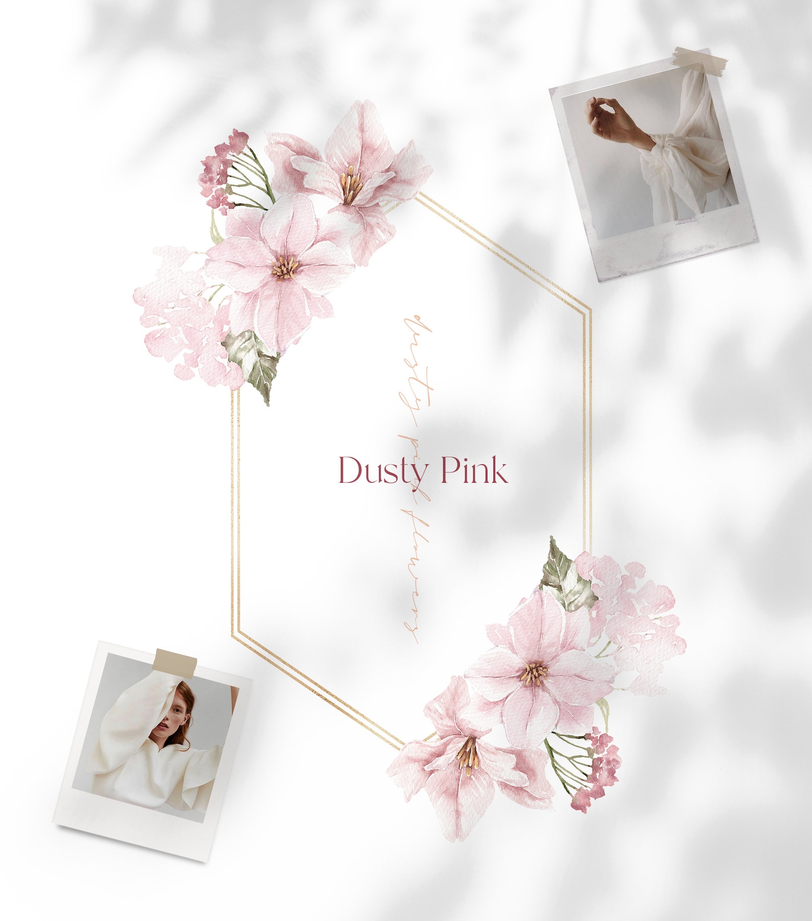 Dusty Pink Florals, Watercolor Flowers, Watercolor Clipart, Watercolor ...