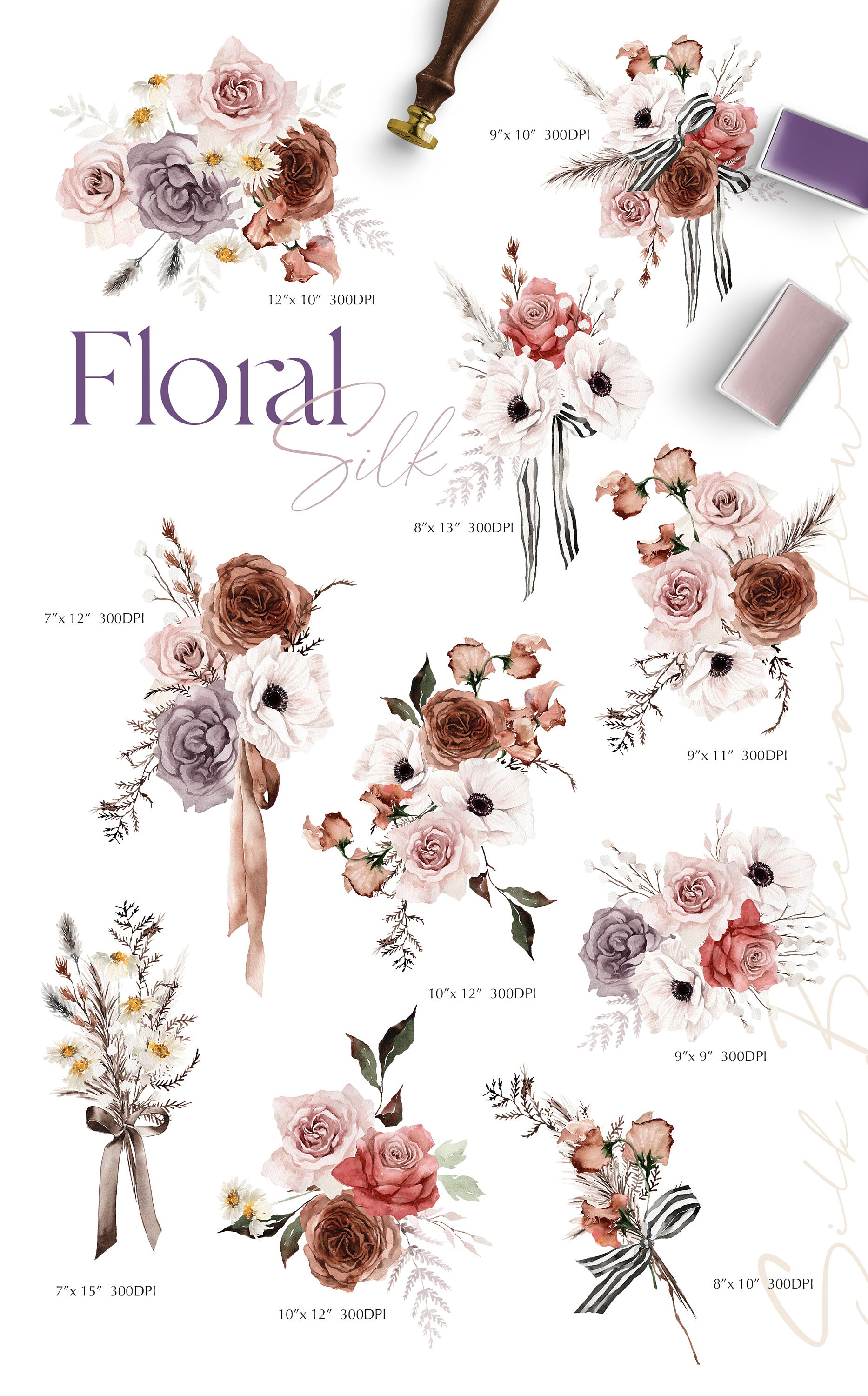 Silk Floral Boho Flower Watercolor Flower Watercolor - Etsy