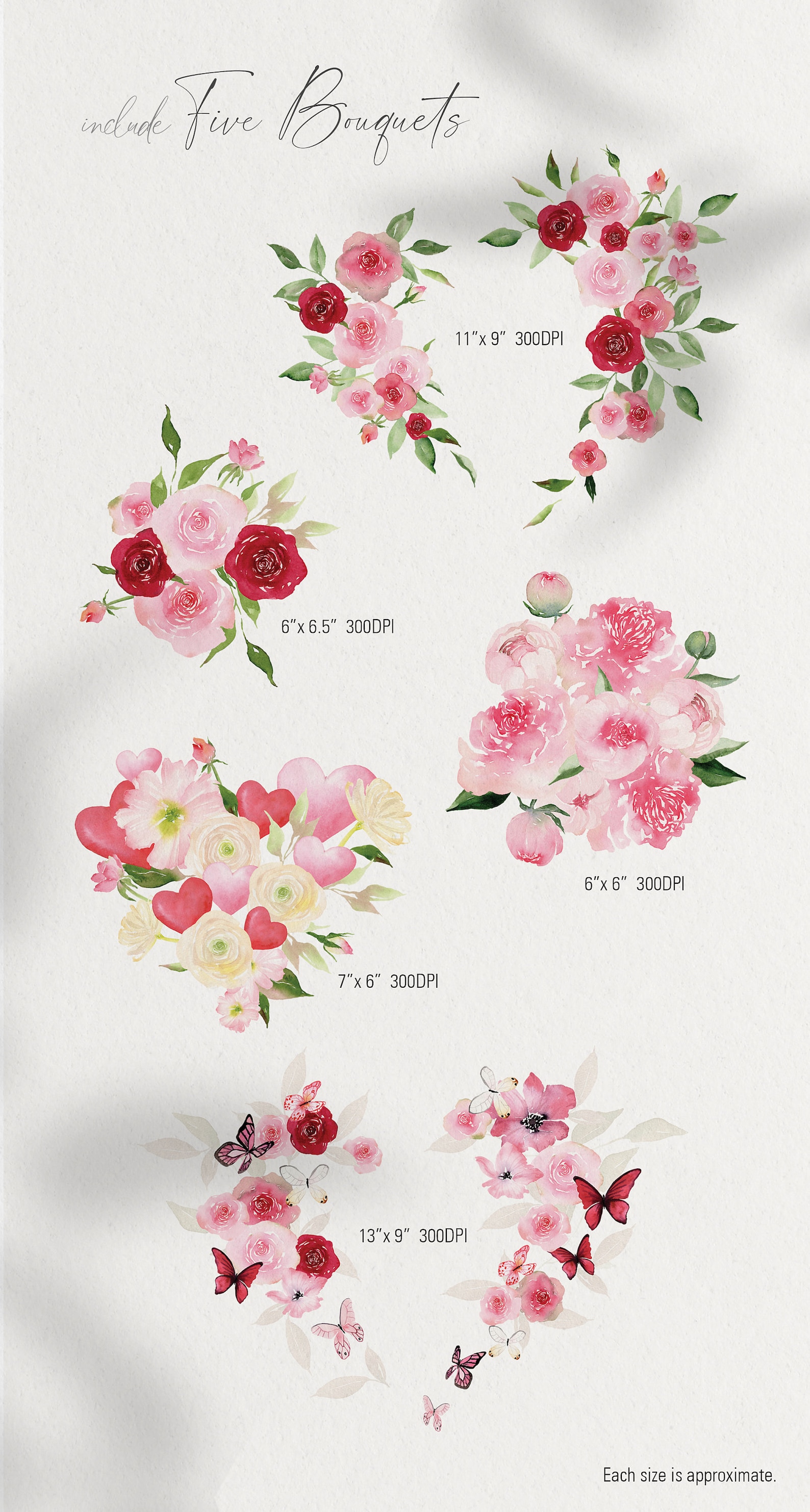 Flower Png, Watercolor Valentine, Valentine Clipart, Heart Clipart ...