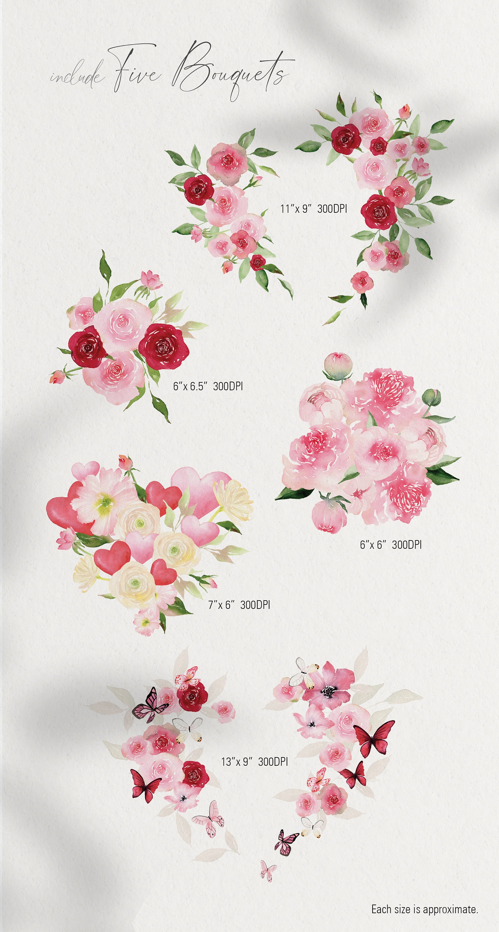 Flower Png Watercolor Valentine Valentine Clipart Heart - Etsy