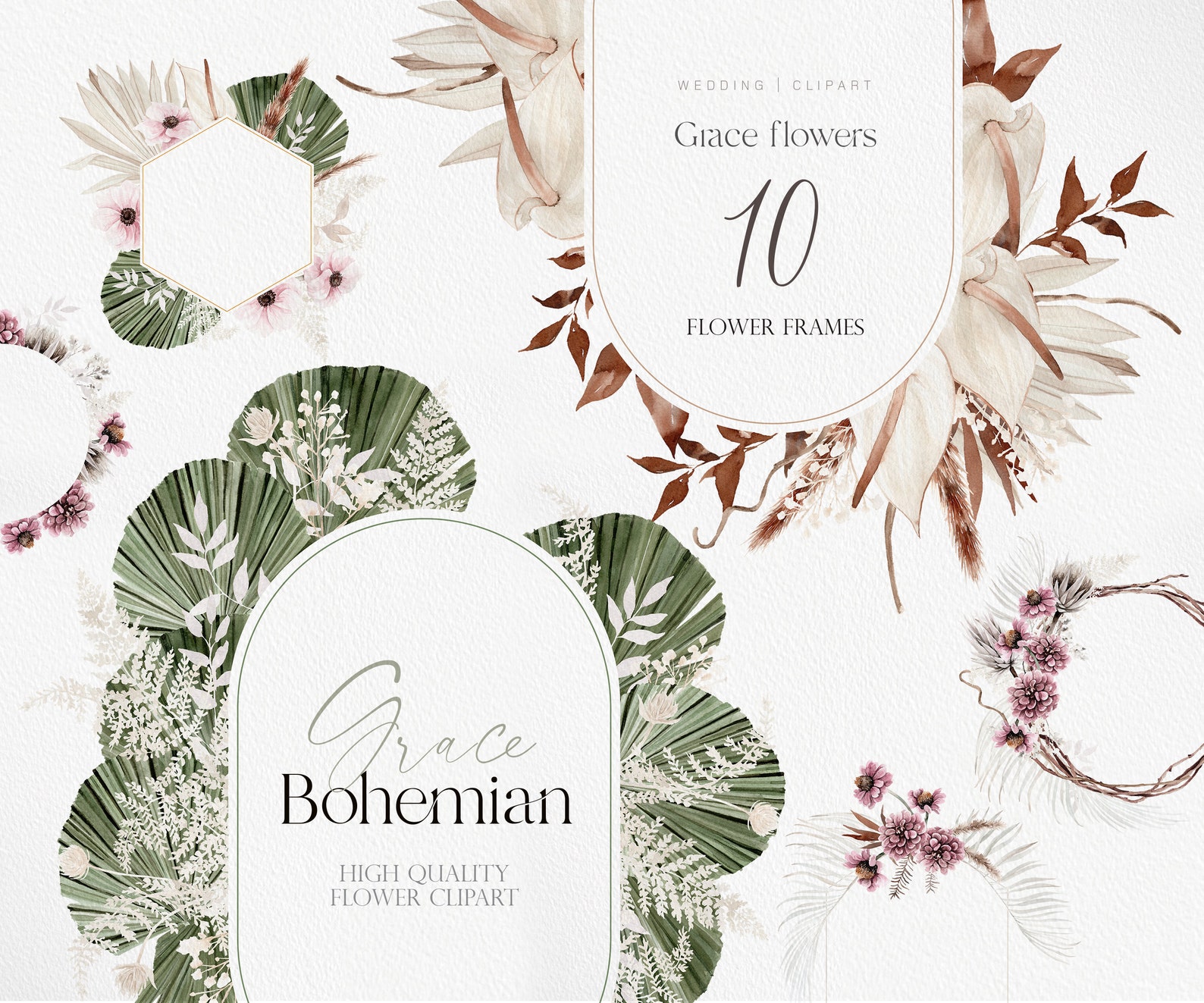 Grace Flower Watercolor Clipart Watercolor Flower PNG | Etsy