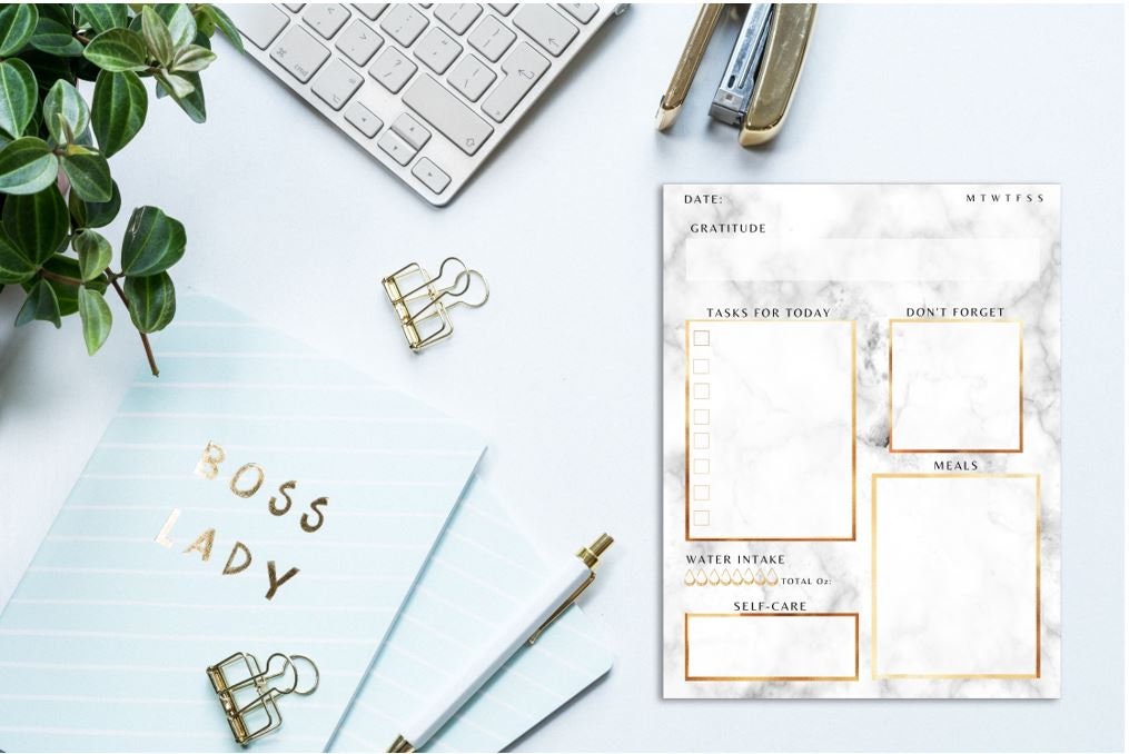 Marble Daily Planner Printable| Gold | A5 and Letter Size| Digita L ...