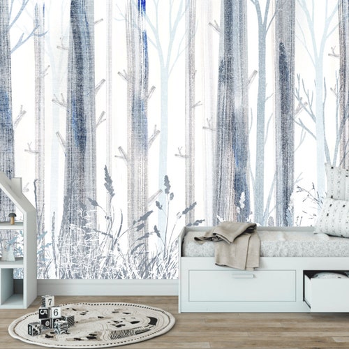 Beautiful Forest Wall Mural Minimalist Forest Wallpaper | Etsy