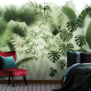 Leaves Wallpaper, Forest Wallpaper Roll, Forestry Wall Mural, Jungle ...