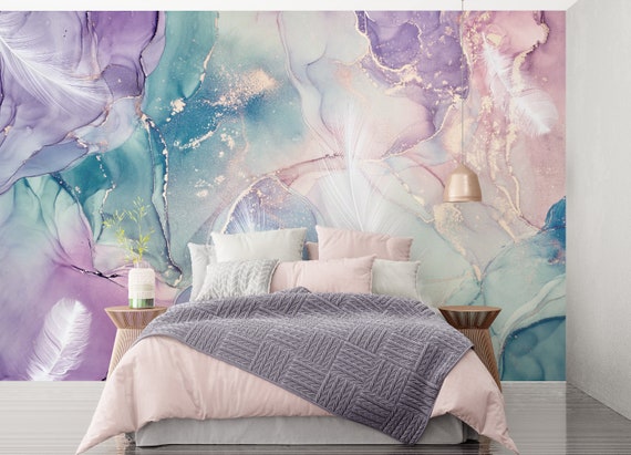 Fluid Art Wallpaper Abstract Vinyl Wallpaper Designer | Etsy