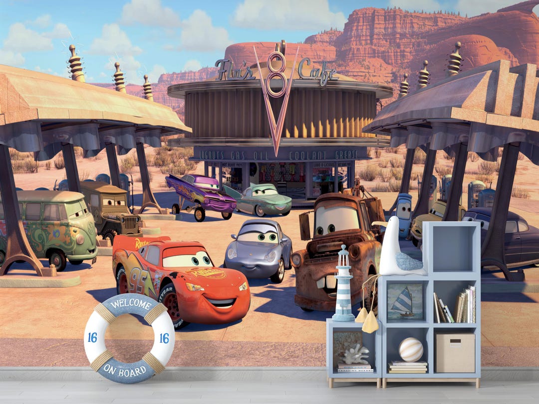 Radiator Springs Wall Mural - Cars Movie Inspired Digital Art, Retro ...