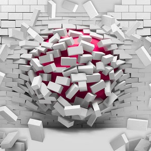 Broken Wall Mural Art, 3d Vinyl Wallpaper, 3d Illusion, 3d Wall Paper ...