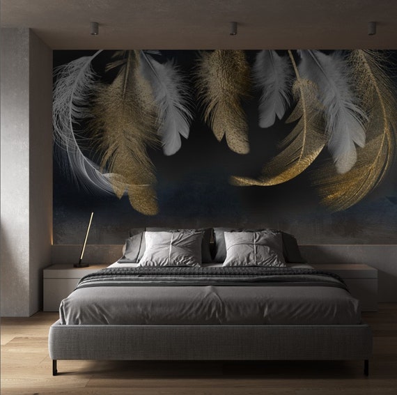 Feather Wallpaper Custom Mural 3D Home Decor Walls Painted | Etsy